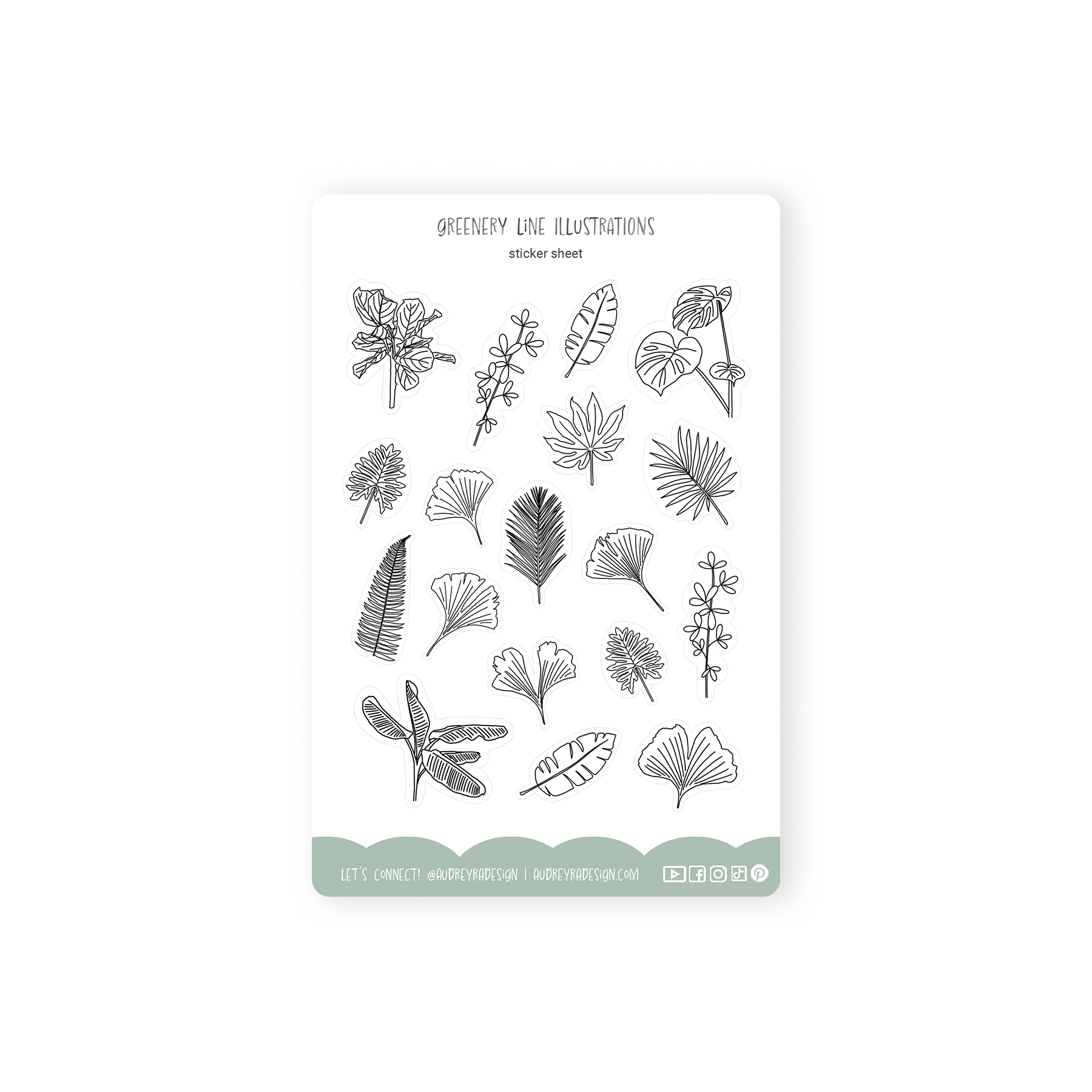greenery line illustration stickers – Audrey Ra Design Shop