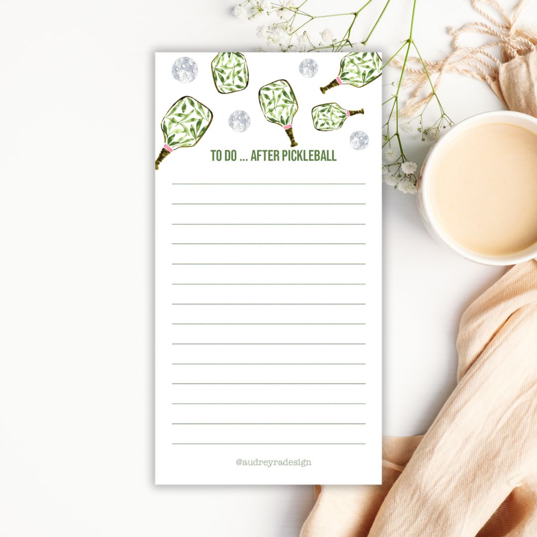 pickleball-leaves paddles notepad – Audrey Ra Design Shop