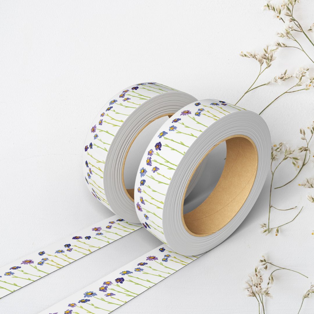 blue wildflowers washi tape – Audrey Ra Design Shop